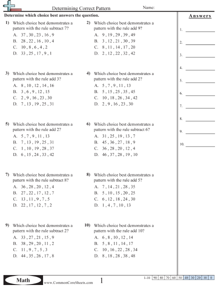 Patterns & Function Machine Worksheets | Free - Distance Learning ...