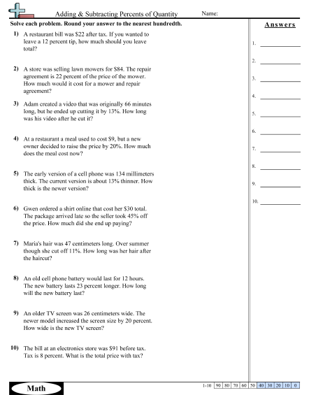 Percent Worksheets | Free - Distance Learning, worksheets and more ...
